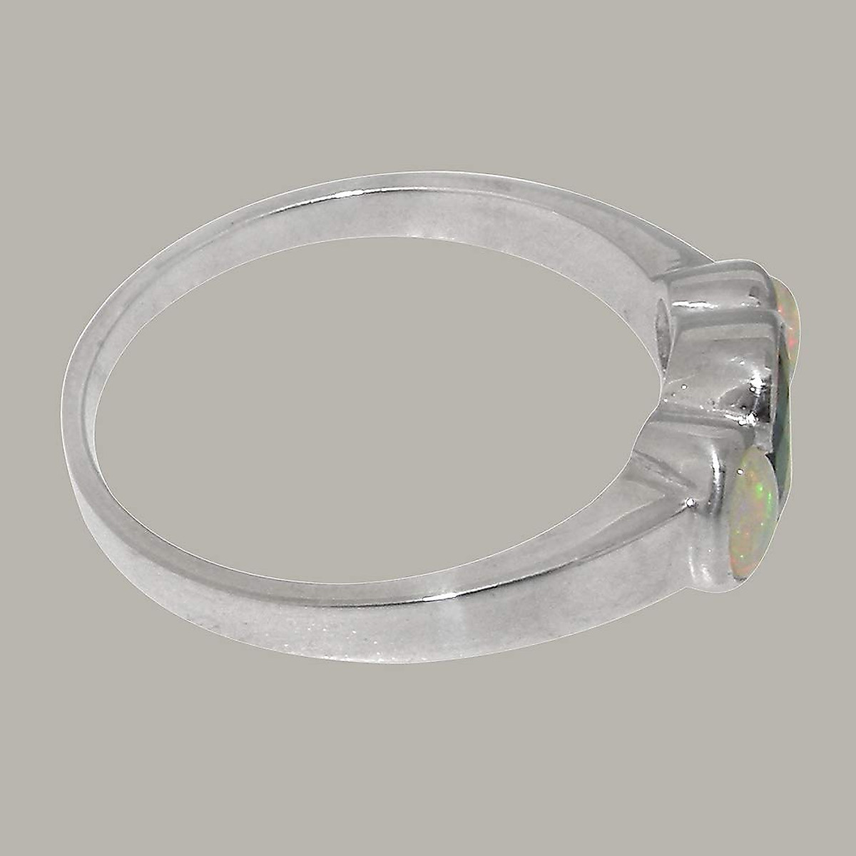 925 Sterling Silver Natural London Blue Topaz & Opal Womens Anniversary Ring - Size 8.75