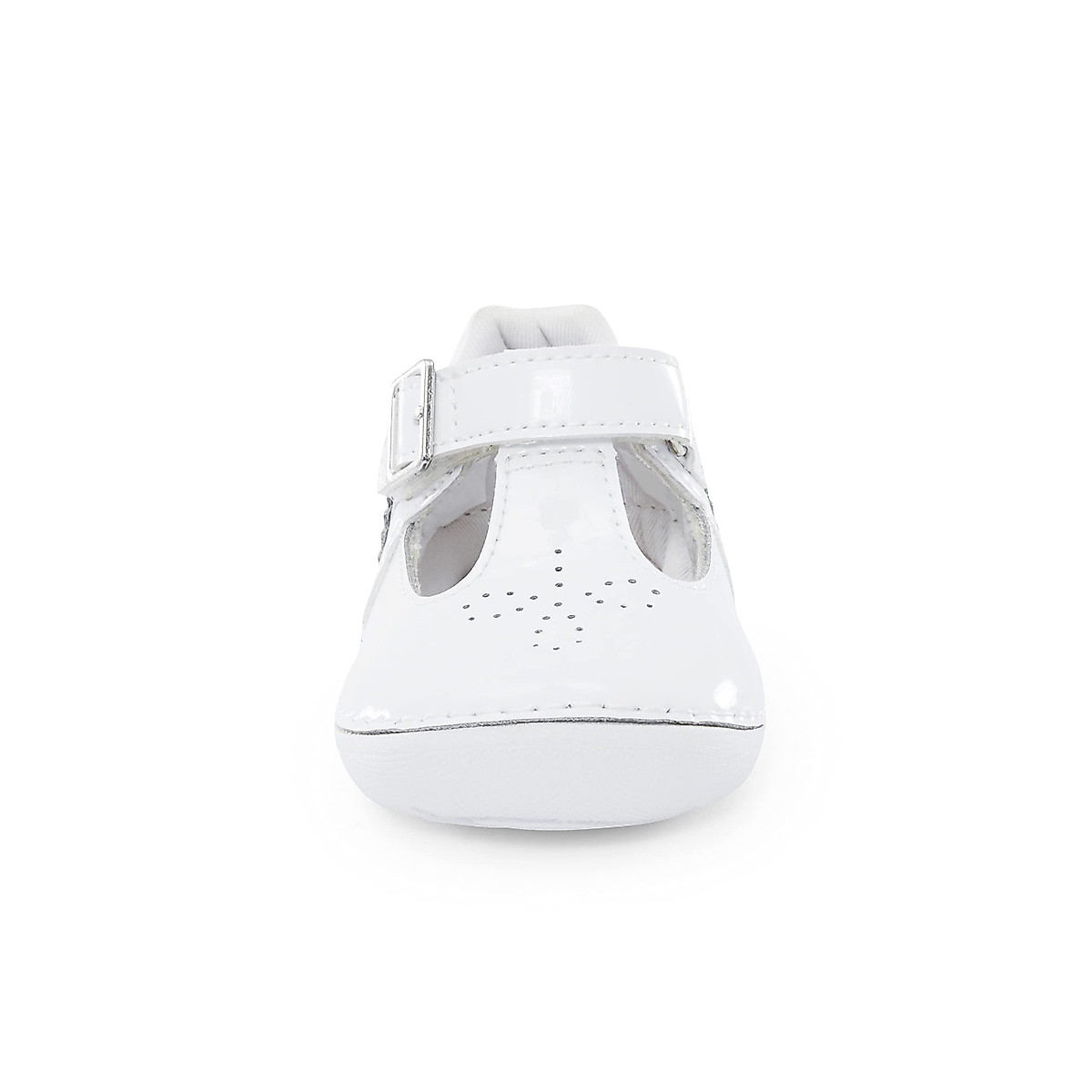 Stride Rite Baby Girls SM Lucianne Mary Jane Flat, White Patent, 3 Infant