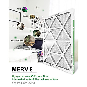 TRIGHTFILTERS 20x25x1 Air Filter MERV 8, Pleated HVAC AC Furnace Home Air Filters Replacement 6 Pack