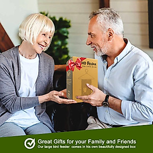 Qeeman Large Bird Feeder Outdoor 12.6 inches Mesh Screen with Copper-Look,Wild Bird Feeder Comes with Hook to Hang on Trees