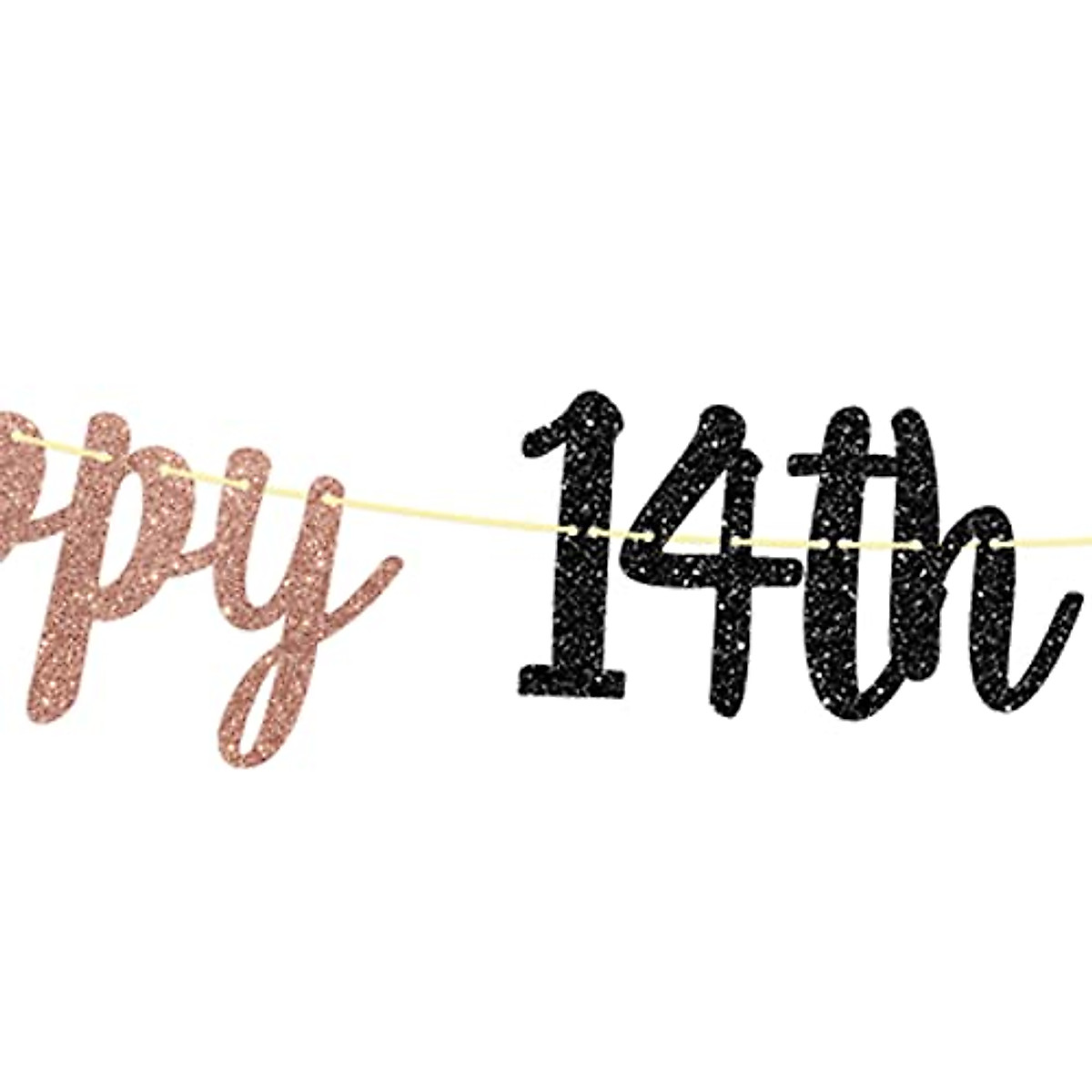 Dill-Dall Rose Gold Glitter Happy 14th Birthday Banner, 14th Birthday Party Decorations, 14th Birthday Backdrops (14th)