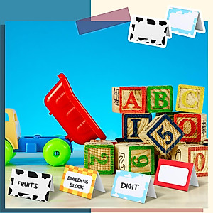 Affrolling 48 Pcs Food Labels Signs Folded Place Cards for Table Setting Blank Name Cards Birthday Party Story Party Decorations(Cartoon Story)