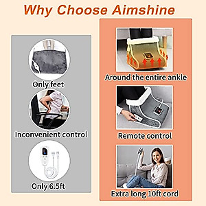 Foot Warmer - Double-Side Heating Electric Heated Foot Warmers for Men and Women Foot Heating Pad with 6 Levels Temp and 4 Timers (L- Remote Control)