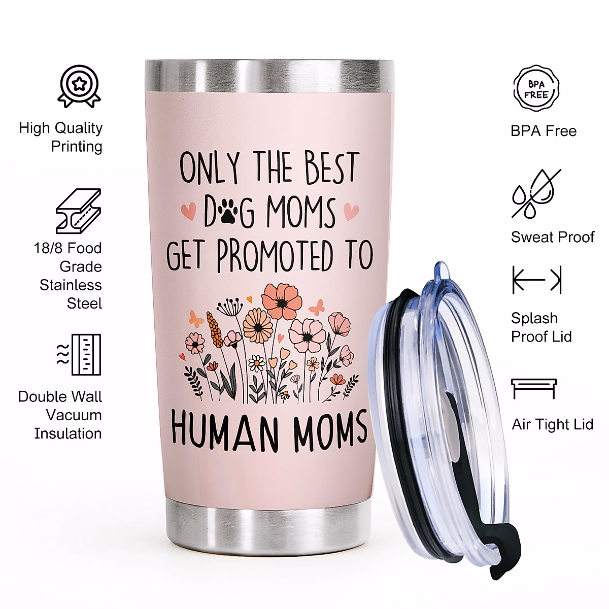 BaubleDazz New Mom Gifts for Women, Pregnancy Must Haves, Funny Dog Mom Pregnancy Gift for Expecting Mom, 20 oz Stainless Steel Tumbler