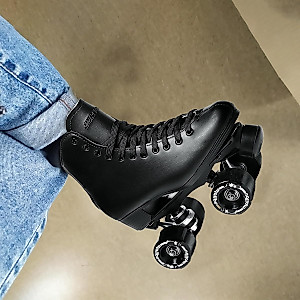 Sure-Grip Malibu Unisex Roller Skates | Stylish and Durable Vegan Leather Upper | Equipped with Sturdy Aluminum Trucks and ABEC 3 Bearings - Wheels Featuring an 88a Hardness Rating, Made in USA
