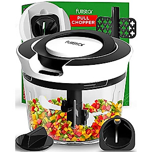 FULLSTAR Manual Food Chopper, Pull Chopper, Pull String Chopper, Fullstar Vegetable Chopper & Garlic Mincer with Julienne Spiralizer & Egg Beater - Veggie Chopper, Onion Chopper, Garlic Chopper