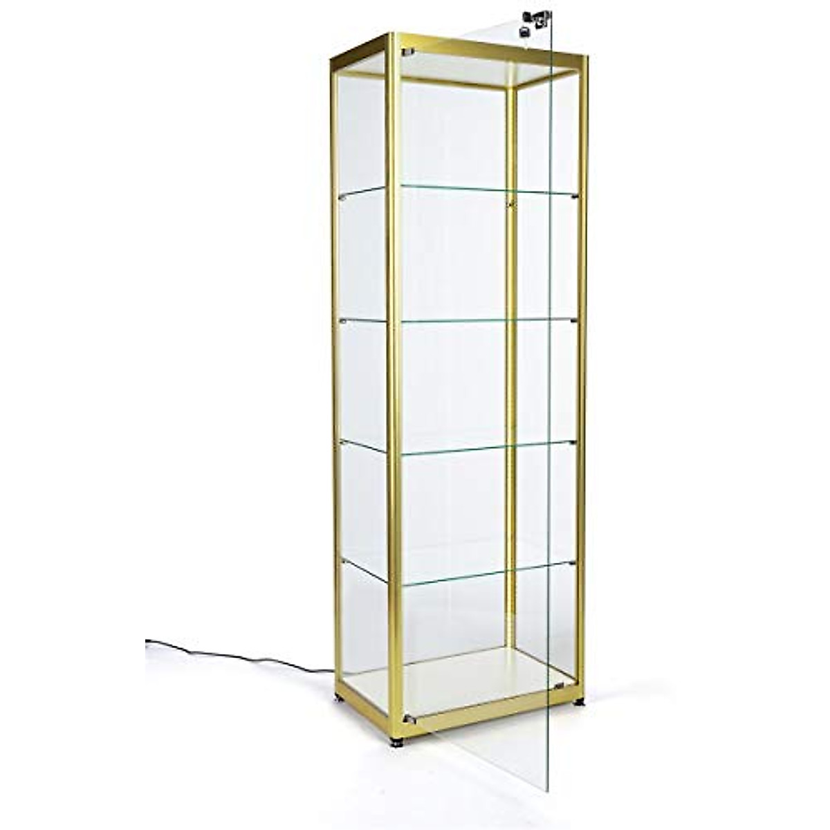 Displays2go Illuminated Tempered Glass Showcases – Gold (DCKDMT24G)