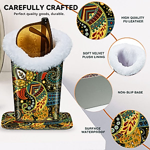 molshine Plush Lined Eyeglasses Stand Holder,Leather Glasses Upright Case with Magnetic Base for Office Desk,Bedside,Parlor-(Paisley)