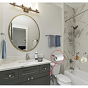 5 Pieces Brushed Nickel Bathroom Hardware Set Include 16inch Towel Bar,2pcsTowel Hooks,Toilet Paper Holder,Hand Towel Ring Round SUS304 Stainless Steel Bathroom Accessories Set Heavy Duty Wall Mounted