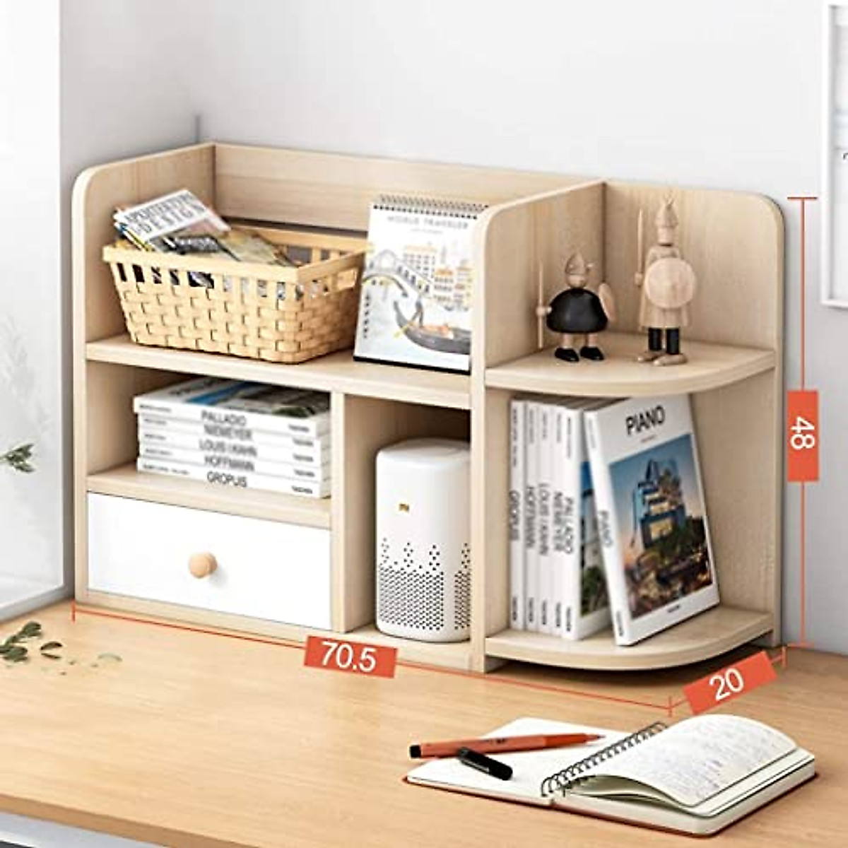 KORP Shelf Simplicity Bookshelf Creativity Bookshelf Magazine Rack Drawer Partition Divide-Grid Stratification Storage Rack Desktop Office Desk Home 70.5X20X48CM (Size : A)