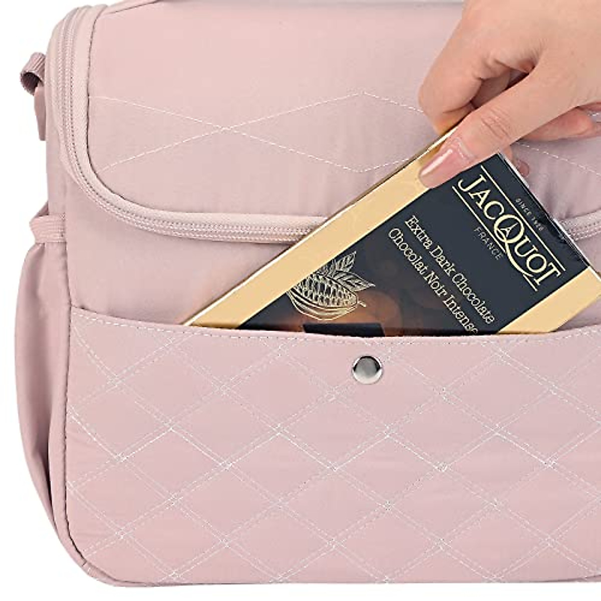 FINDCOZY Lunch Bag, Portable Lunch Box for Women with Adjustable Shoulder Strap, Pink