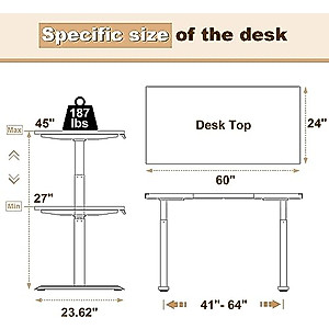 Lift it, Electric Sit Stand/Height Adjustable Desk for Office or Home with Effortless Touch Up/Down Control, Brite White Top with White Frame