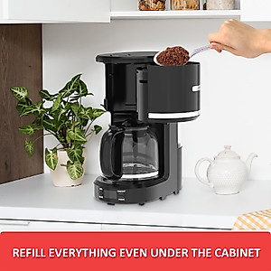 KITCHENTREND 12-Cup Programmable Coffee Maker with Permanent Filter, Removable Water Reservoir Coffee Machine, Drip Coffee Maker, Delay Brew, Timer & Keep Warm, Swing Open Brew Basket, Black