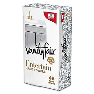 Vanity Fair Entertain Disposable Hand Towel, 45 Paper Hand Towels, Includes Holder (Holder Design May Vary)