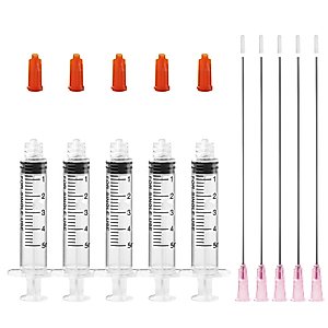 otwooi Syringes with 18 Ga Blunt Tip Needle, for Precision Liquid Handling and Refilling - 5ml 10ml 20ml 30ml Syringe Blunt Needles, Ideal for Liquids, Adhesives, and Oils（5ml, 5pcs)