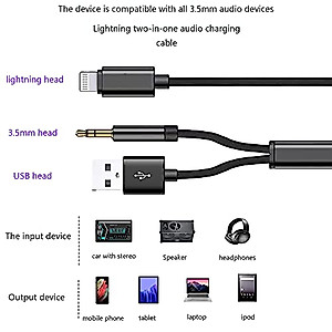 DCNETWORK Lightning to 3.5mm Aux Cord Audio Jack 2 in 1 Charging Audio Cable Works with Car Stereo Speaker Headphone iPhone to 3.5mm Stereo Aux Cable Compatible with iPhone 13/12/11/X/8(3.3FT)