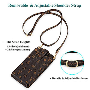 Peacocktion Small Crossbody Cell Phone Purse for Women, Lightweight Mini Shoulder Bag Wallet with Credit Card Slots (Brown Flora)