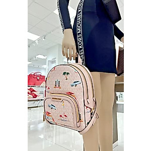 Michael Kors Jaycee Medium Zip Pocket Backpack Light Powder Blush Pink MK Miami