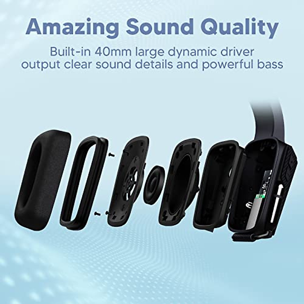 pamu Karaoke Bluetooth Headphones Over-Ear Wireless Headset with Built-in Mic, Sport Earphones with Adjustable Headband, Karaoke Function Auto Pairing Deep Bass,15Hrs Playtime,Touch Control