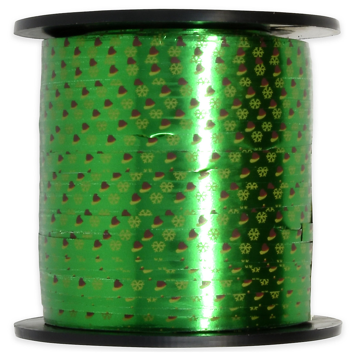 Gift Boutique Christmas Curling Ribbon 4 Pack Rolls Printed Red Green & White Stripes, HO, Santa Hat, Merry Xmas Party Crafts Supply Decorations- 350 Yards Per Roll - Total of 4200 Feet 5mm Ribbon