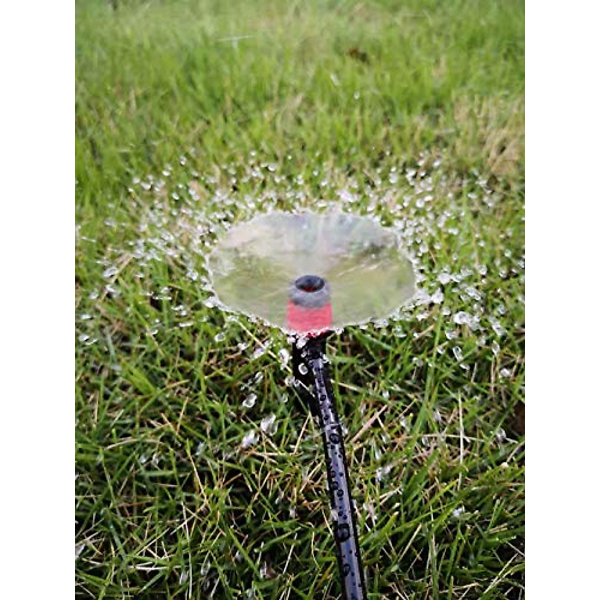 ZILIM 100PCS Drip Emitters Fan Shape with Stake Water Flow, 360 Degree Sprayer Perfect for Irrigation System, Adjustable for 1/4inch(7 x 4mm) Irrigation Tube Watering Kits for Garden Patio Lawn