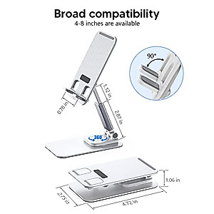 KEUASX Foldable Cell Phone Stand for Desk,Adjustable Mobile Rotatable Phone Holder for Office,Portable iPhone Stands Thick Case Friendly Compatible with iPhone 14/13/12Pro Max, Google Pixel