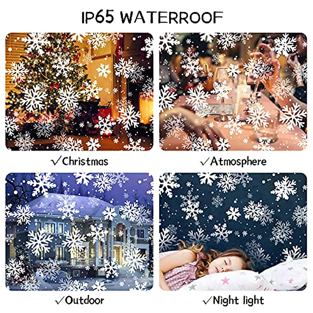Snow Storm Projector Lights Outdoor Garden Stake Light LED Snowflake Lights Waterproof Landscape Remote Snowflakes for Indoor Gardens Homes Wedding Lawn Patio Holiday Party Decor