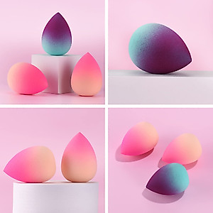 Makeup Sponge Set DUAIU 3Pcs Gradient Beauty Sponge, Makeup Sponges for Foundation Concealer Cream Powder and Liquid Application