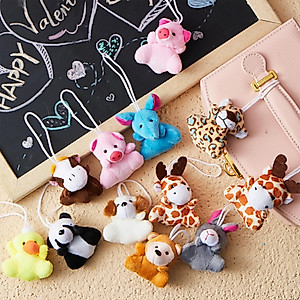 JOYIN 28 Pack Valentines Day Gifts Cards for Kids with Animal Plush Toy Key Chain Stress Relief Fidget Toy for Valentine's Classroom Exchange Cards and Valentines Party Favor