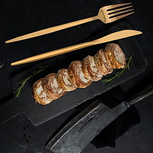 Bettlife Matte Gold Silverware Set Stainless Steel Satin Finish Flatware Cutlery Set for 4, 20-Piece Spoons and Forks Kitchen Utensil Set, Dishwasher Safe (Matte Gold, 20 P)