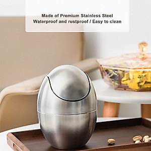 Mini Countertop Trash Can with Lid, Stainless Steel Small Trash Cans with Swing Lid Mini Trash Bin Can for Desk Office Modern Metal Swing Top Lid Trash Bin for Kitchen Bathroom Bedroom