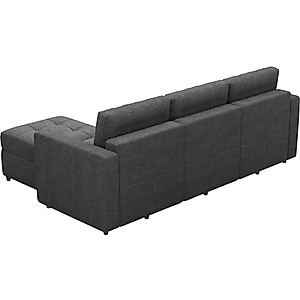 Belffin Modular Sectional Sofa Couch Set with Ottoman Morden Fabric Convertible Pull Out Couch with Reversible Chaise and Storage Drawers 3-Seat Sofa Sectionals L Shape Couch for Apartment Black Grey