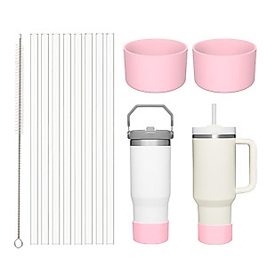 Airboat 8Pack Replacement Straws and 2Pack Protective Silicone Boot Sleeve for Stanley 40oz 30oz 20oz 14oz Tumbler