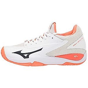 Mizuno Womens Wave Impulse Tennis Shoe , White-fiery Coral , 7.5