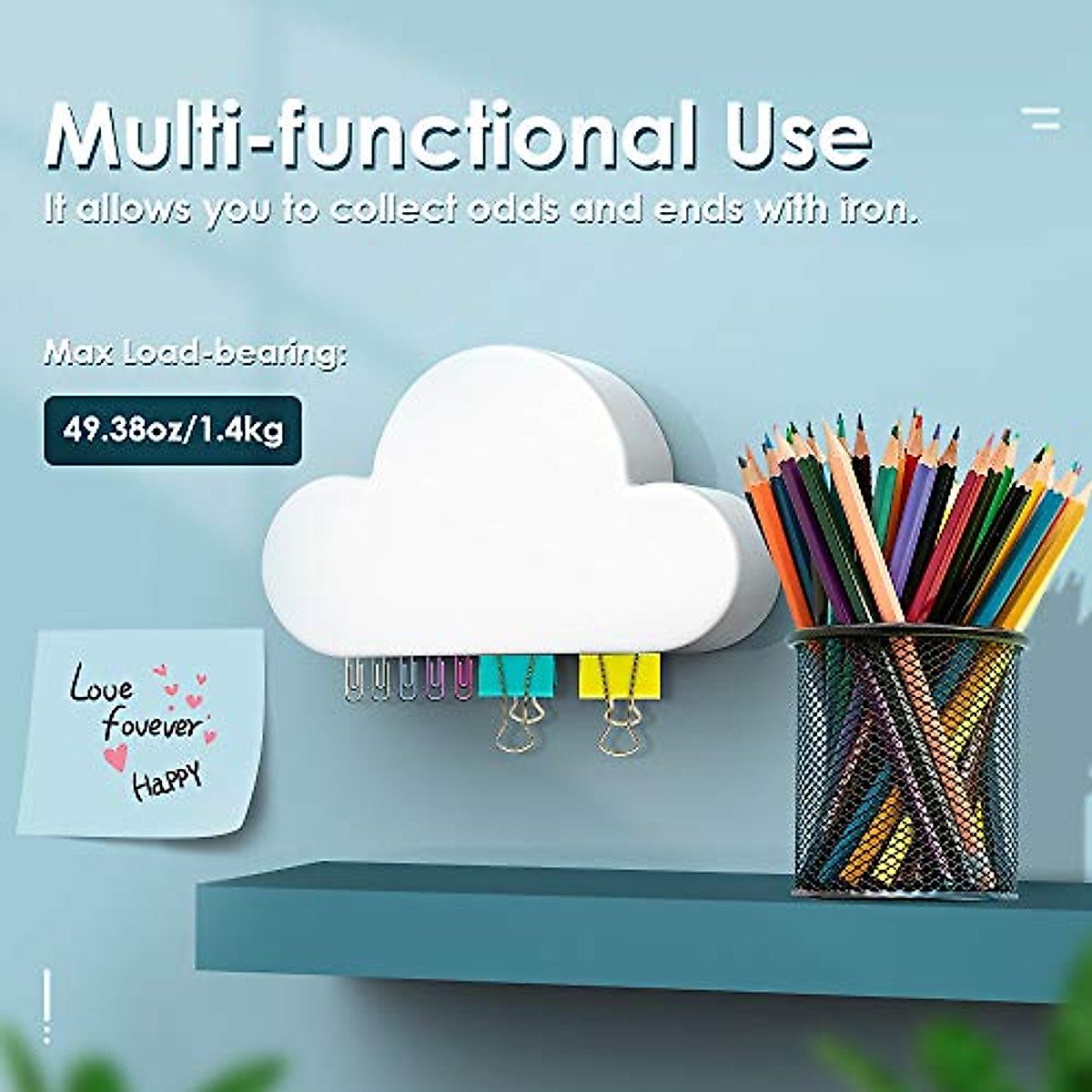 Dadanism Magnetic Wall Key Holder - [2 Packs] Novelty Adhesive Magnetic Key Hanger Organizer, Keep Keychains and Loose Keys Securely in Place - White