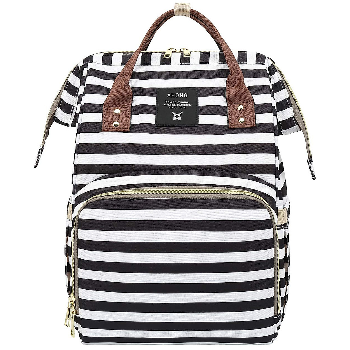 Armbq Stripe Prints Diaper Bag Backpack Multi-Function Waterproof Diaper Bag for Mom Essentials Baby Travel Diaper Backpack