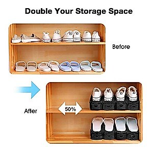 KK5 Shoe Slots Space Saver| Shoe Slots Organizer Shoe Rack Organizer| Double Deck Shoe Rack Holder for Closet Organization (20/Set-Black)