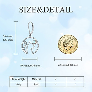 Cat Earrings with Moonstone 925 Sterling Silver Kitten Dangle Dangling Drop Charm Leverback Earrings Animal Jewelry Gifts for Women