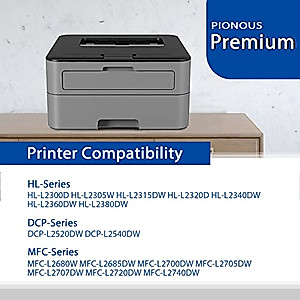 PIONOUS Compatible TN660 2 Pack Toner Cartridge Replacement for Brother TN 660 TN-660 for HL-L2300D L2305W L2320D MFC-L2680W L2685DW DCP-L2520DW L2540DW Printer
