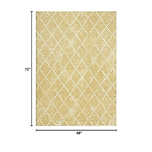 GAOMON Washable Area Rug Modern Geometric Living Room Rug Non-Slip Stain Resistant Contemporary Diamond Accent Rug Indoor Floor Carpet for Bedroom Entryway Laundry Room, 4' x 6', Taupe