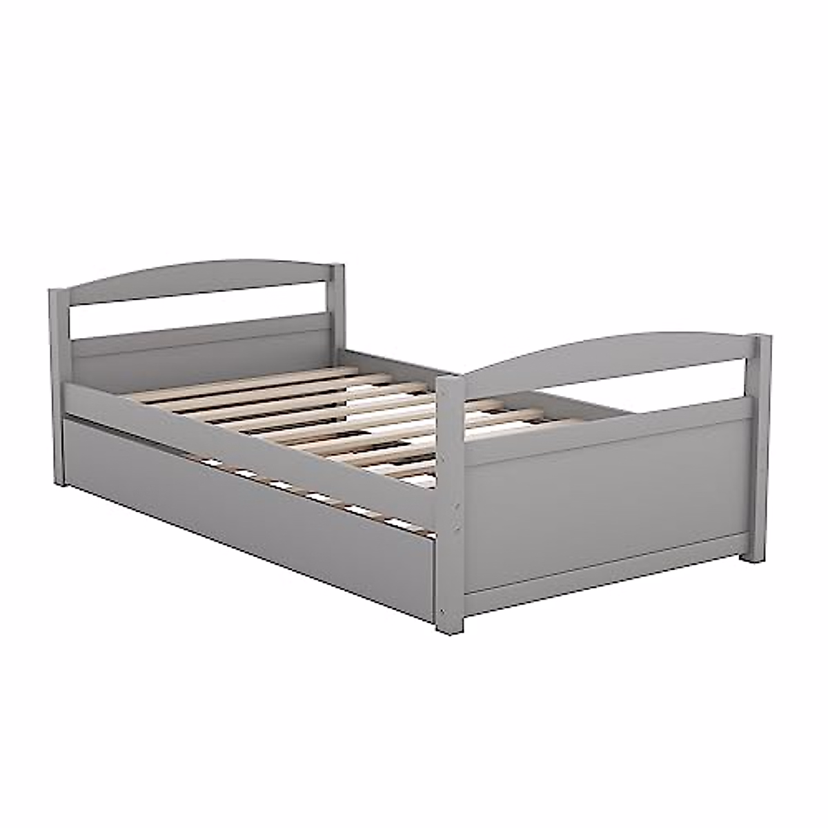 Harper & Bright Designs Twin Daybed with Trundle, Solid Wood Bed Twin Size Bed Sofa Platform Bed Frame, No Box Spring Needed (Twin Size, Gray)
