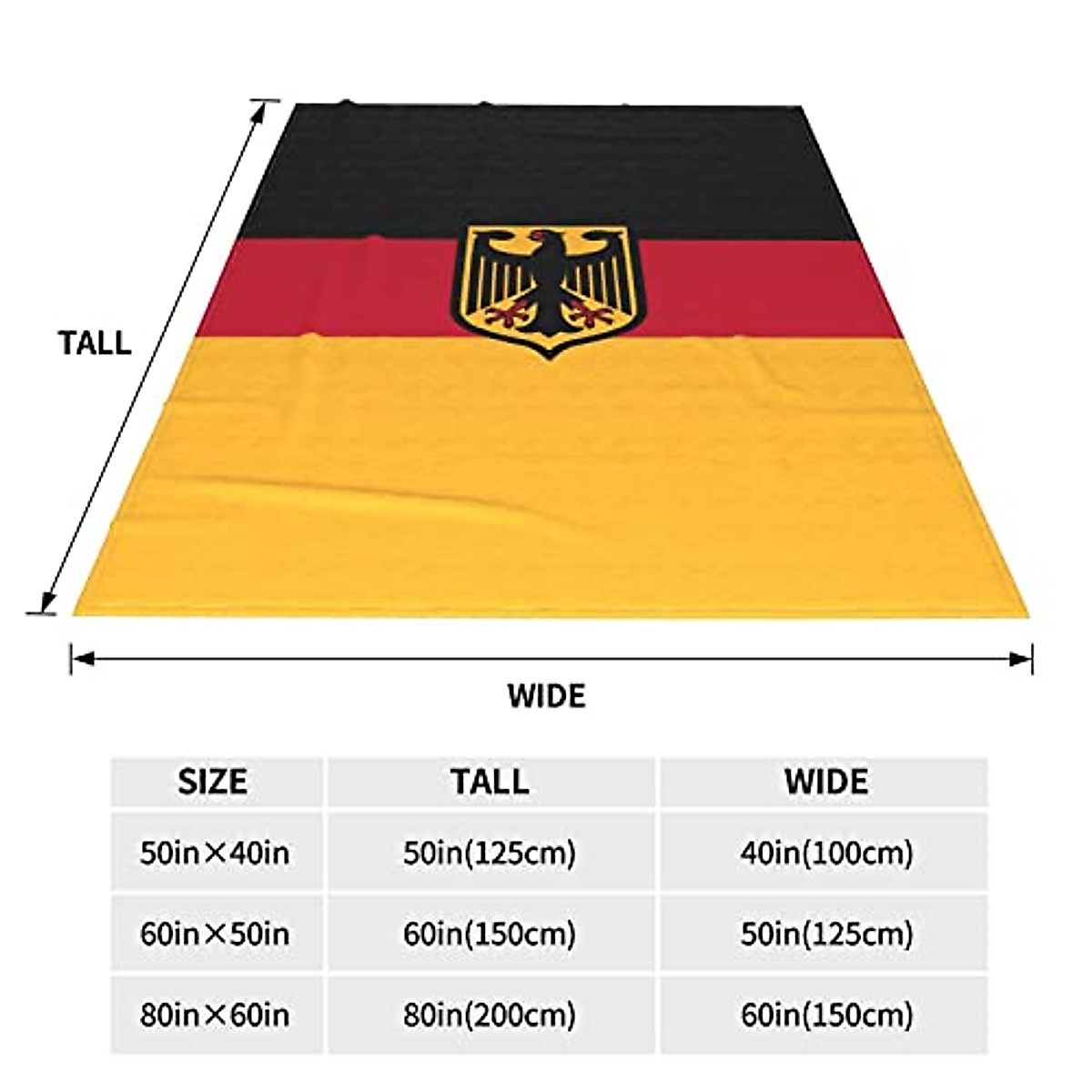 Cute German Flag Blanket Soft Flannel Throw Blanket Lightweight Cozy Warm Germany Blanket for Couch Bed Living Room Sofa 50"X40"
