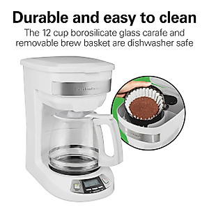 Hamilton Beach 12 Cup Programmable Drip Coffee Maker with 3 Brew Options, Glass Carafe, Auto Pause and Pour, White (46294)