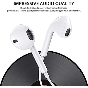 [Apple MFi Certified] Apple Headphones Wired Earbuds with Lightning Connector Earphones with Built-in Microphone & Volume Control Compatible with iPhone 14/13/12/11/XR/XS/X/8/7/SE