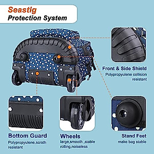 seastig Rolling Backpack 18in Wheeled Backpack with lunch bag and Pencil Case Set Roller Backpack Laptop Backpack Adults Kids