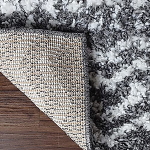 SUPERIOR Indoor Shag Area Rug Perfect for Bedroom, Kitchen, Laundry Room, Entryway, Office, Playroom, Plush Fuzzy Carpet Cover, Contemporary Modern Boho Geometric, 8' x 10', Cream-Black