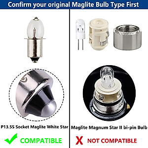 LudoPam Conversion Upgrade LED Bulb Replacement Compatible for Maglite Flashlight 3 4 5 6 Cell C/D