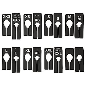 NAHANCO QSDBWKIT4, Black Rectangular Clothing Size Dividers with White Print for XXS-XXL, 1Blank, Kit of 40 (7 Sizes and 1 Blank, 5 of Each)