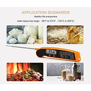 Digital Meat Thermometer for Kitchen and Grill - Instant Read Food Precision Quick Electronic Household Folding BBQ Grilling Baking Turkey Liquids Cooking Food, Black With edge Red