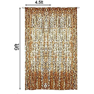 YCC 9FT x 9 FT Gold Big Payette Sequin Curtains with Rod Pocket Panels Curtain
